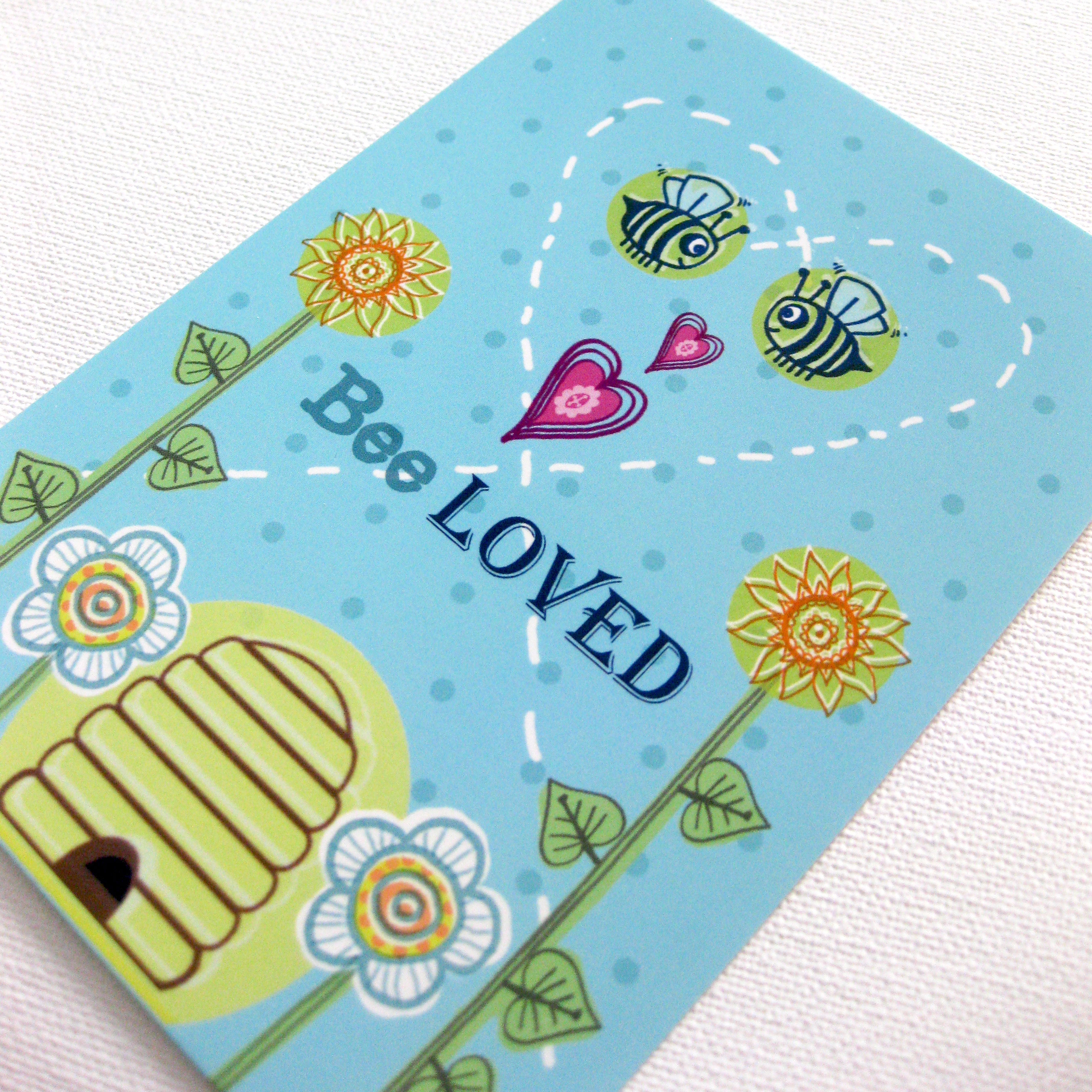 Pack Of 3 A6 Postcard Prints 'bee Happy', 'bee Lucky', 'bee Loved' on ...