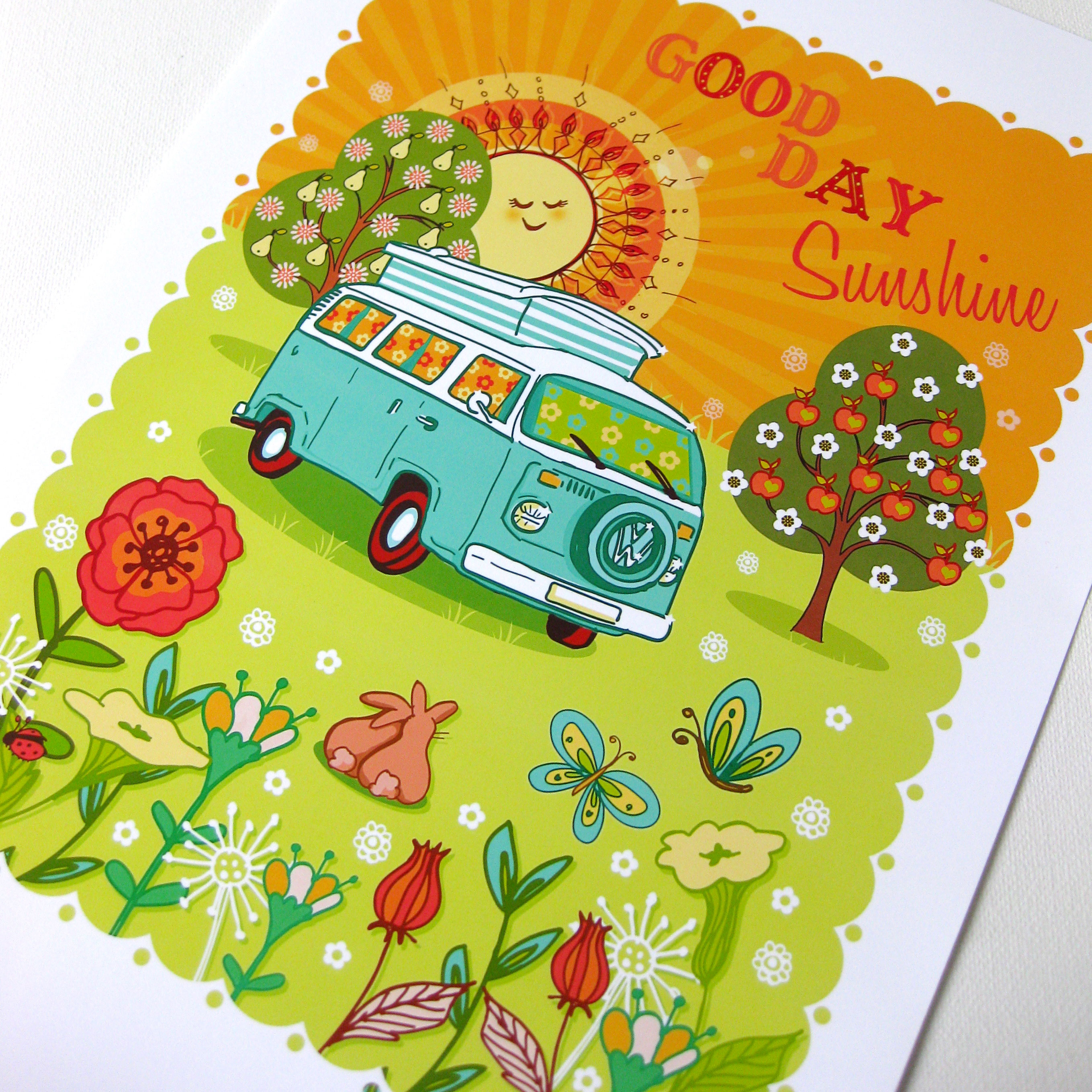 A4 Unframed Illustration Print 'good Day Sunshine' on Luulla